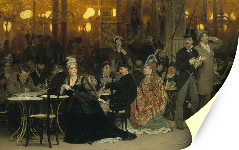 "Парижское кафе", Репин Илья Ефимович, картина (репродукция) (80х50 см / без подрамника)