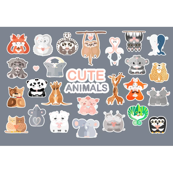 Наклейки стикеры Милые парочки животных