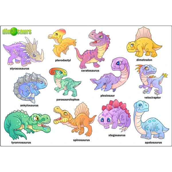 Наклейки стикеры Мультяшные динозавры