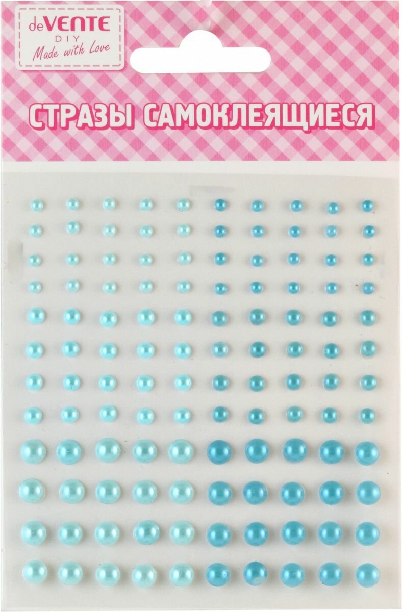 186982 Наклейки в наборе стразы "Жемчуг" 120 шт, голубой, е/п, DEVENTE, 8004060