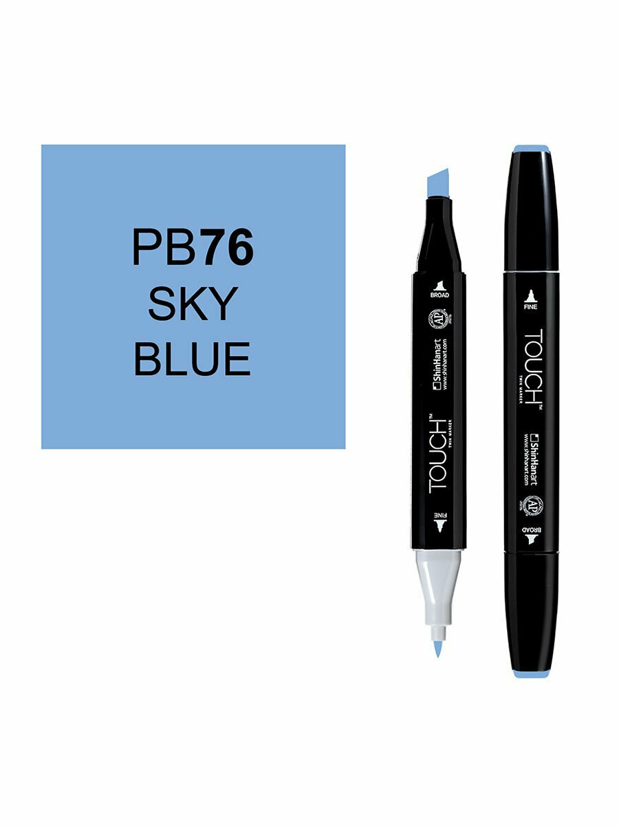Маркер TOUCH двухсторонний на спиртовой основе 076 небесно-голубой