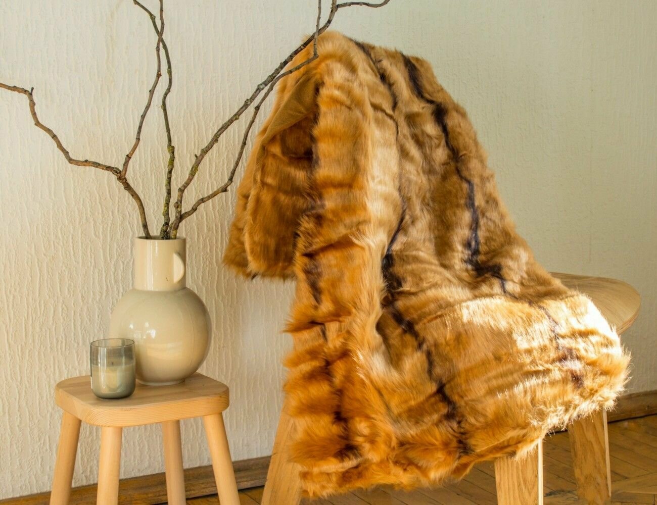 Меховой плед Мягкий Комфорт (Soft Comfort), рыжий, 150х130 см, Кэминг (Kaemingk) 614135