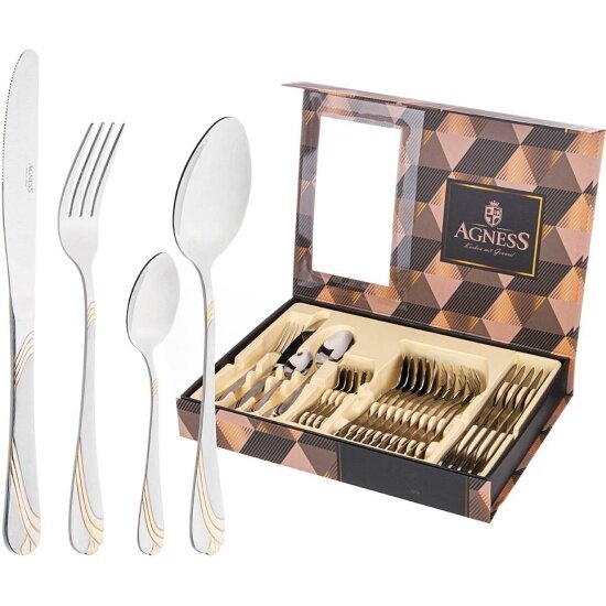 Набор столовых приборов Agness на 6 персон 24 пр. 942-045