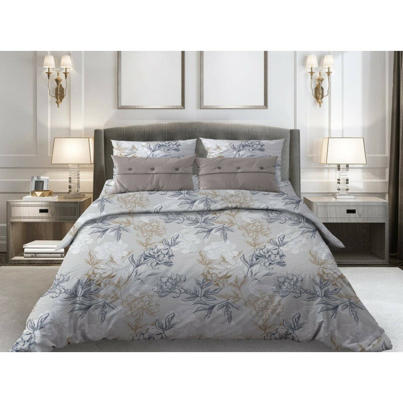 Постельное белье семейное бязь Комфорт Симфония серо-бежевый арт.3003