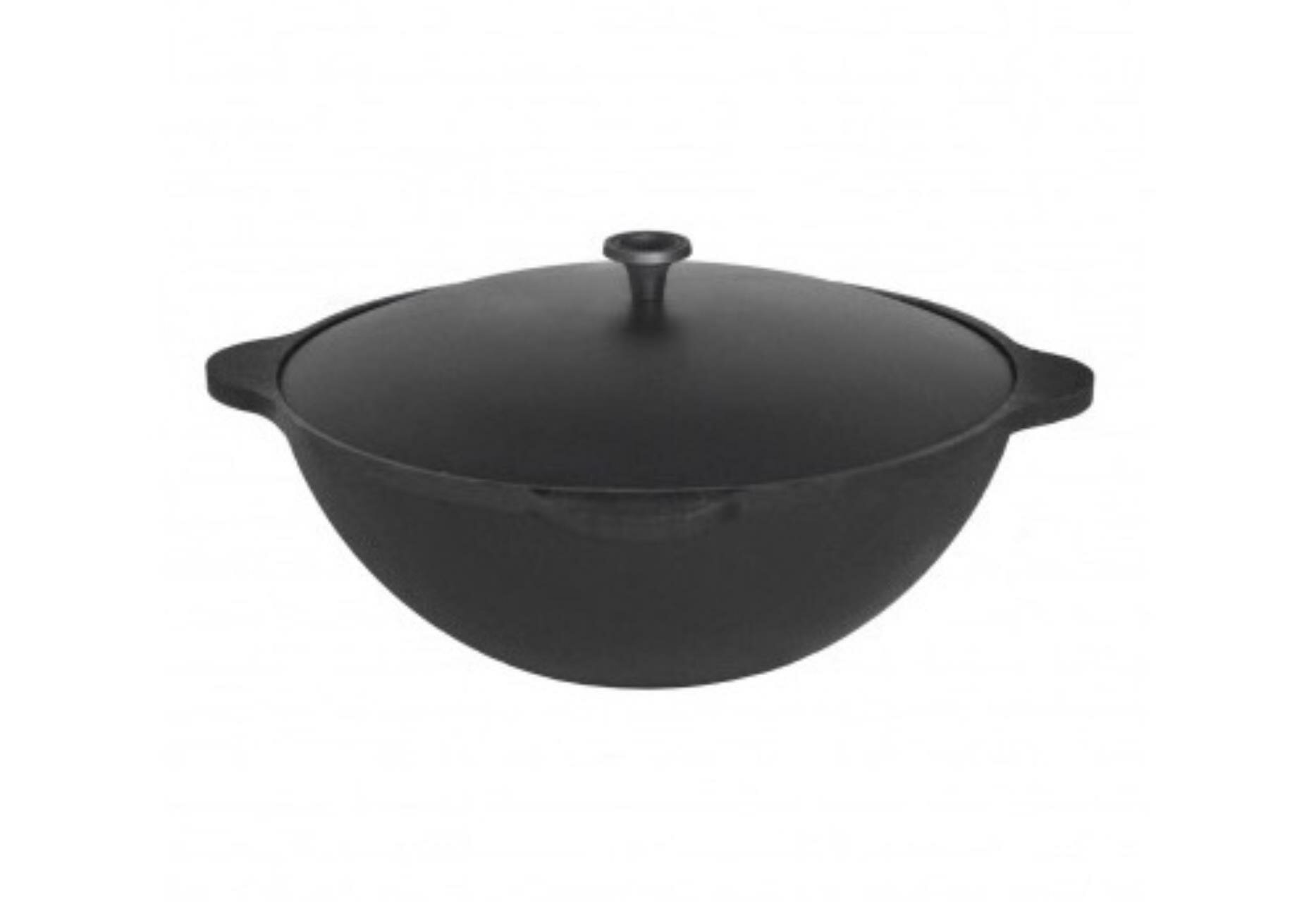 Казан чугунный Везувий 12л, с крышкой, жаропрочный, для индукции