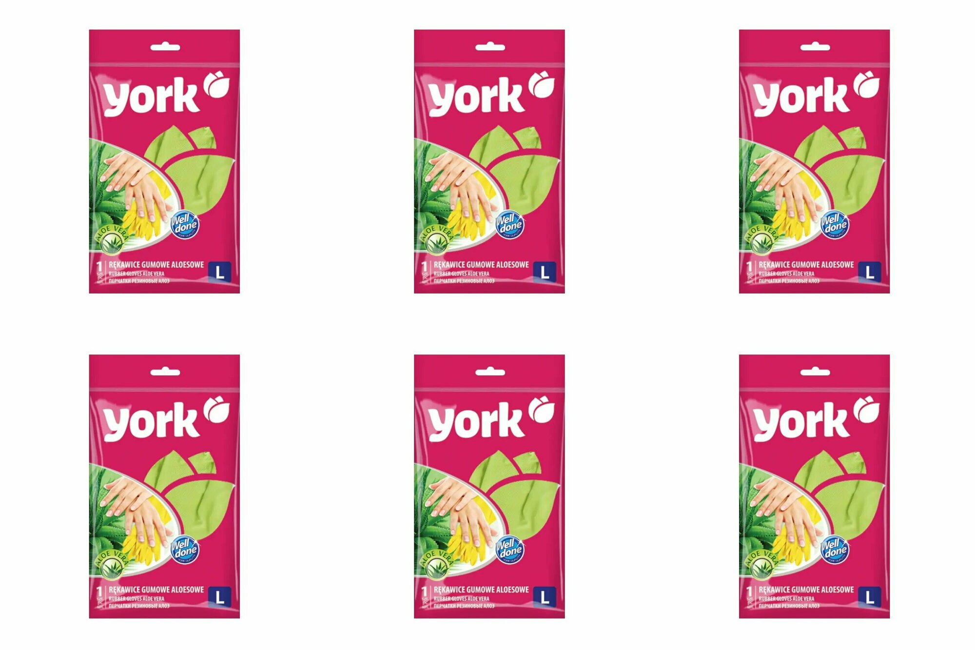 YORK Перчатки резиновые Алоэ, L, 6 уп.