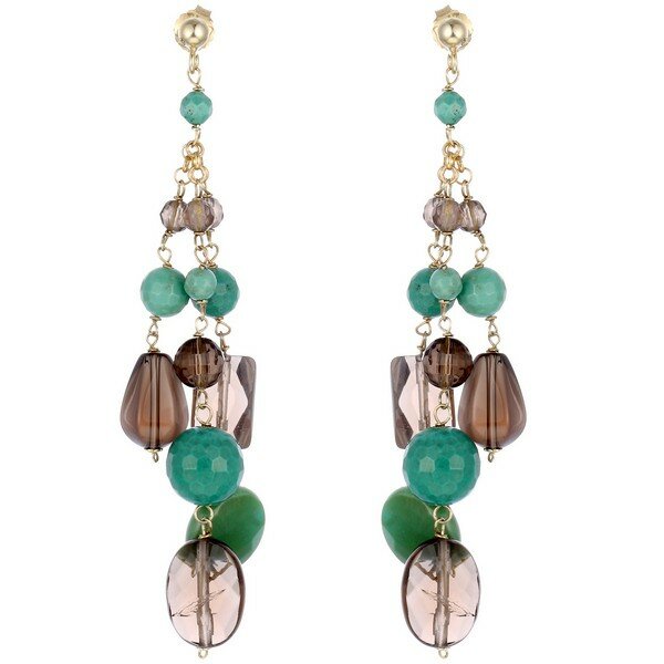 Серьги, серебро, 925 проба, раухтопаз, бирюза