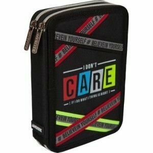 Пенал школьный deVente "Don't Care", 205х140*52мм, на молнии, текстиль, аппликация, без наполнения