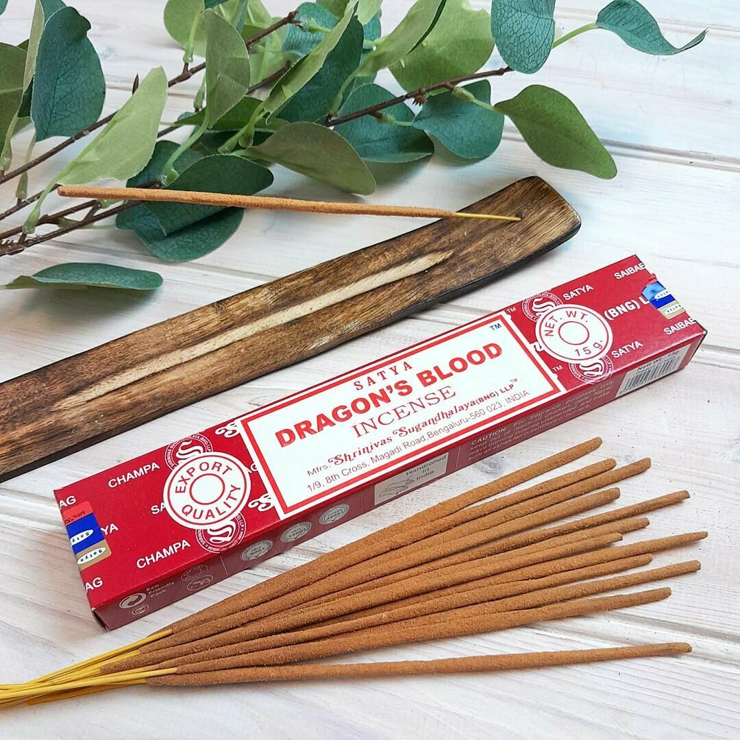Индийские благовония Сатья Кровь Дракона (Satya Dragon Blood) натуральные ароматические палочки для дома, йоги, медитации, релакса и ароматерапии 15 гр