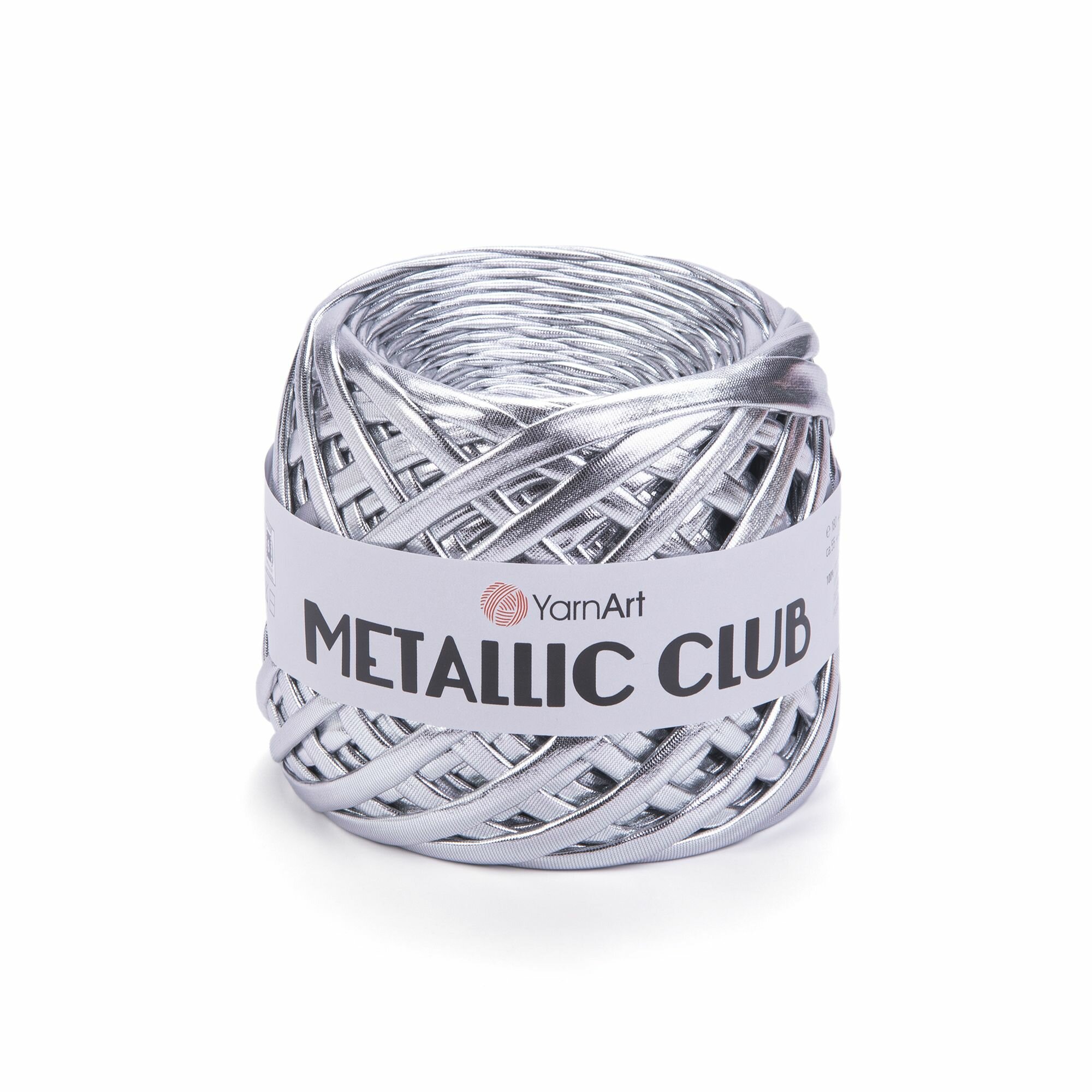 Пряжа трикотажная Металлик клаб клуб (Metallic club) упаковка 1 моток 180 г. 55 м. 100% полиэстер цвет 8102 серебро
