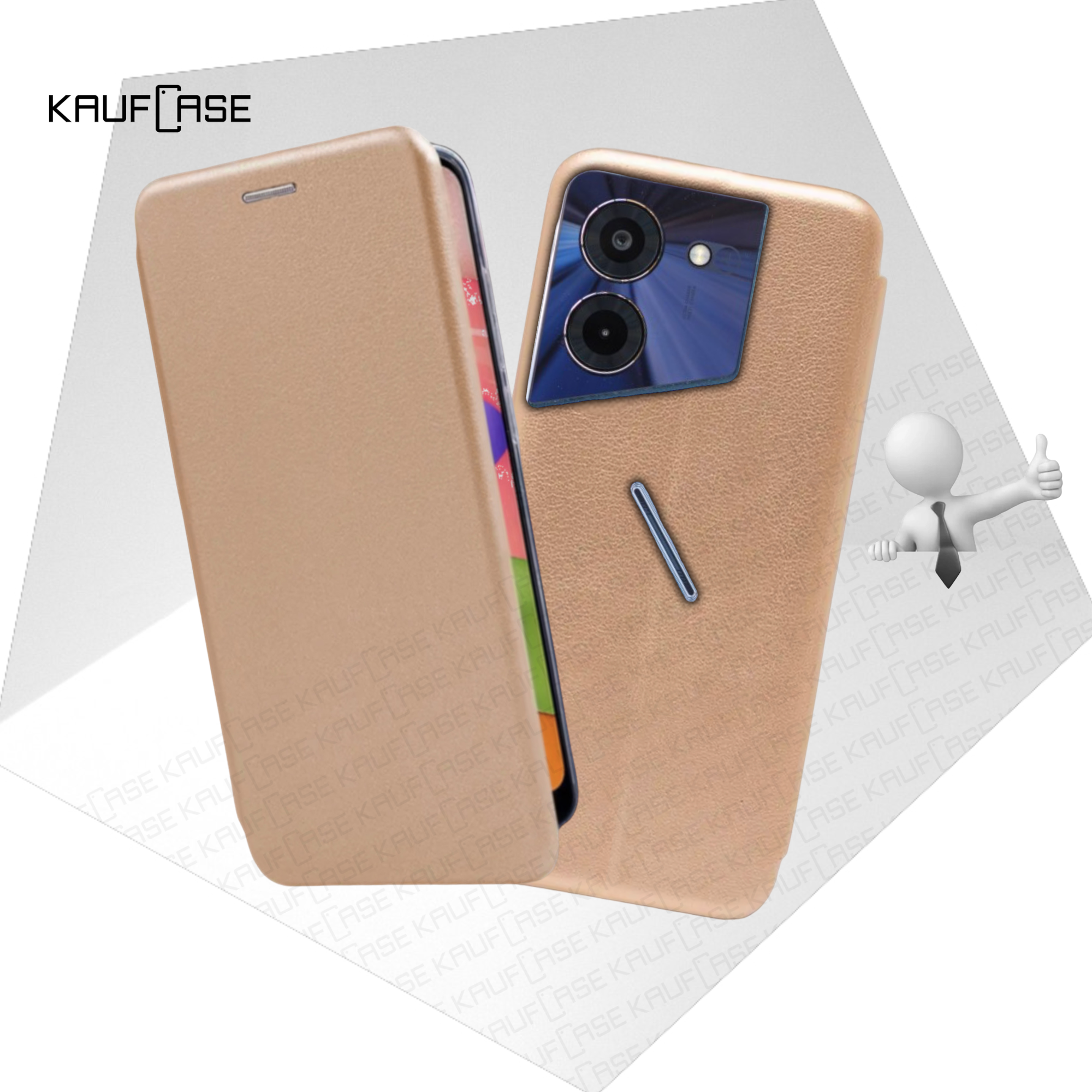Чехол книжка для телефона Tecno Pova 5 Pro (LH8n) (6.78"), золото. Текстура под кожу