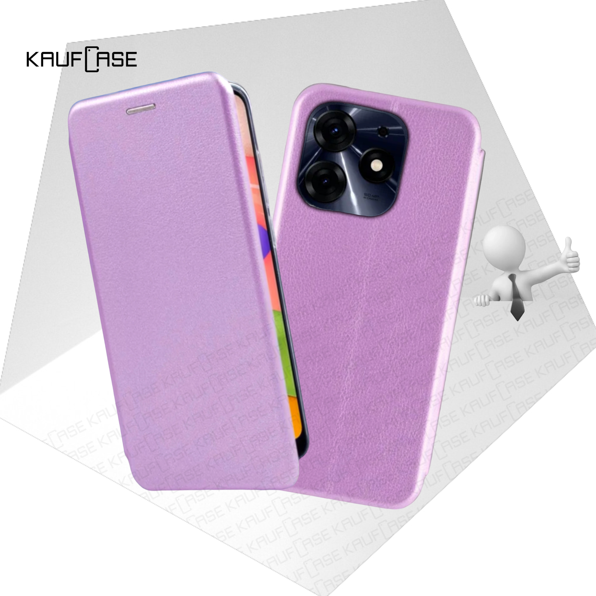 Чехол книжка для телефона Tecno Spark 10 Pro (KI7) (6.8"), сиреневый. Текстура под кожу