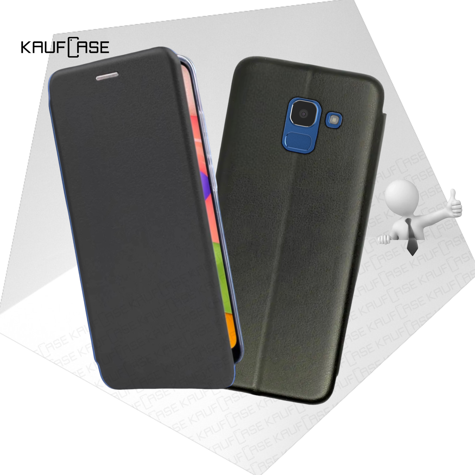 Чехол книжка для телефона Samsung J6 (J600) (5.6"), черный. Текстура под кожу
