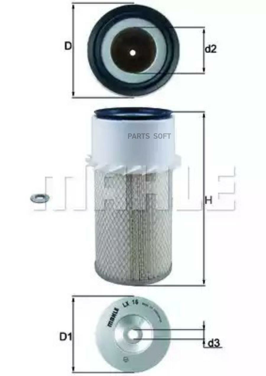 Фильтр воздушный Mahle/Knecht арт. LX 16