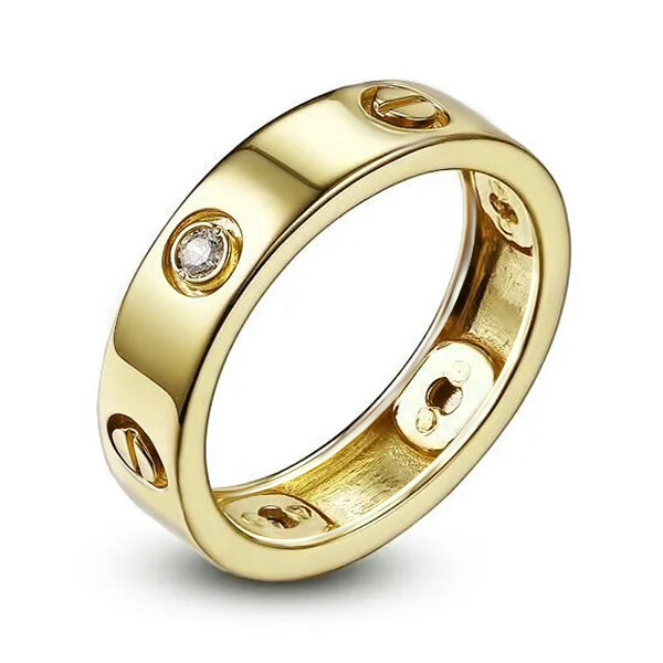 Кольцо широкое, желтое золото, 585 проба, фианит