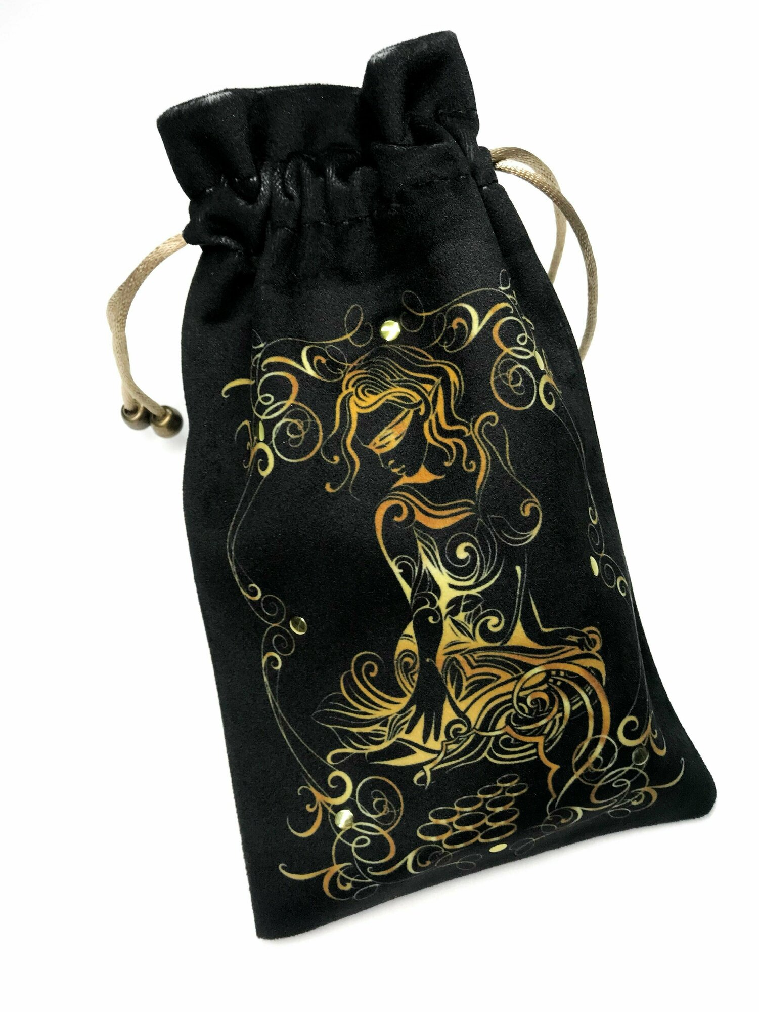 Мешочек CASSAN Фортуна, для гадальных карт Таро, текстильный, черный, 13 см x 22 см