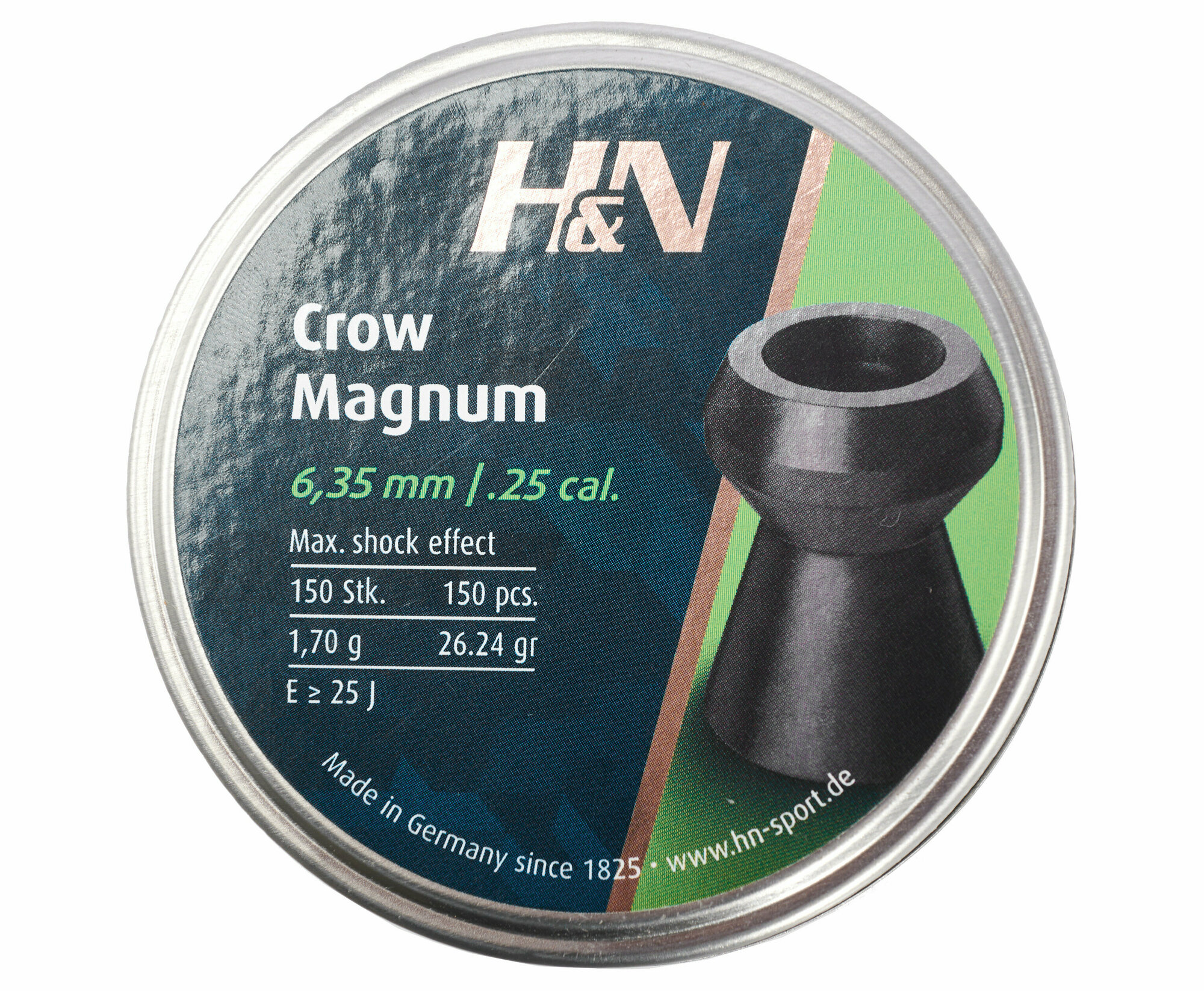 Пули пневматические H&N Crow Magnum 6.35 мм (150 шт, 1.7 грамма)
