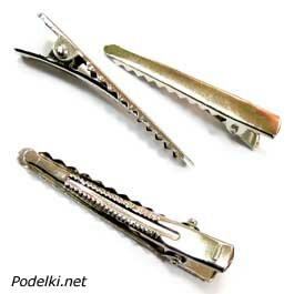 Фурнитура для бижутерии Фурнитура для бижутерии Основа для заколки-прищепки Прямая 0000907 серебряный цвет 46x8 мм, цена за 10 шт.