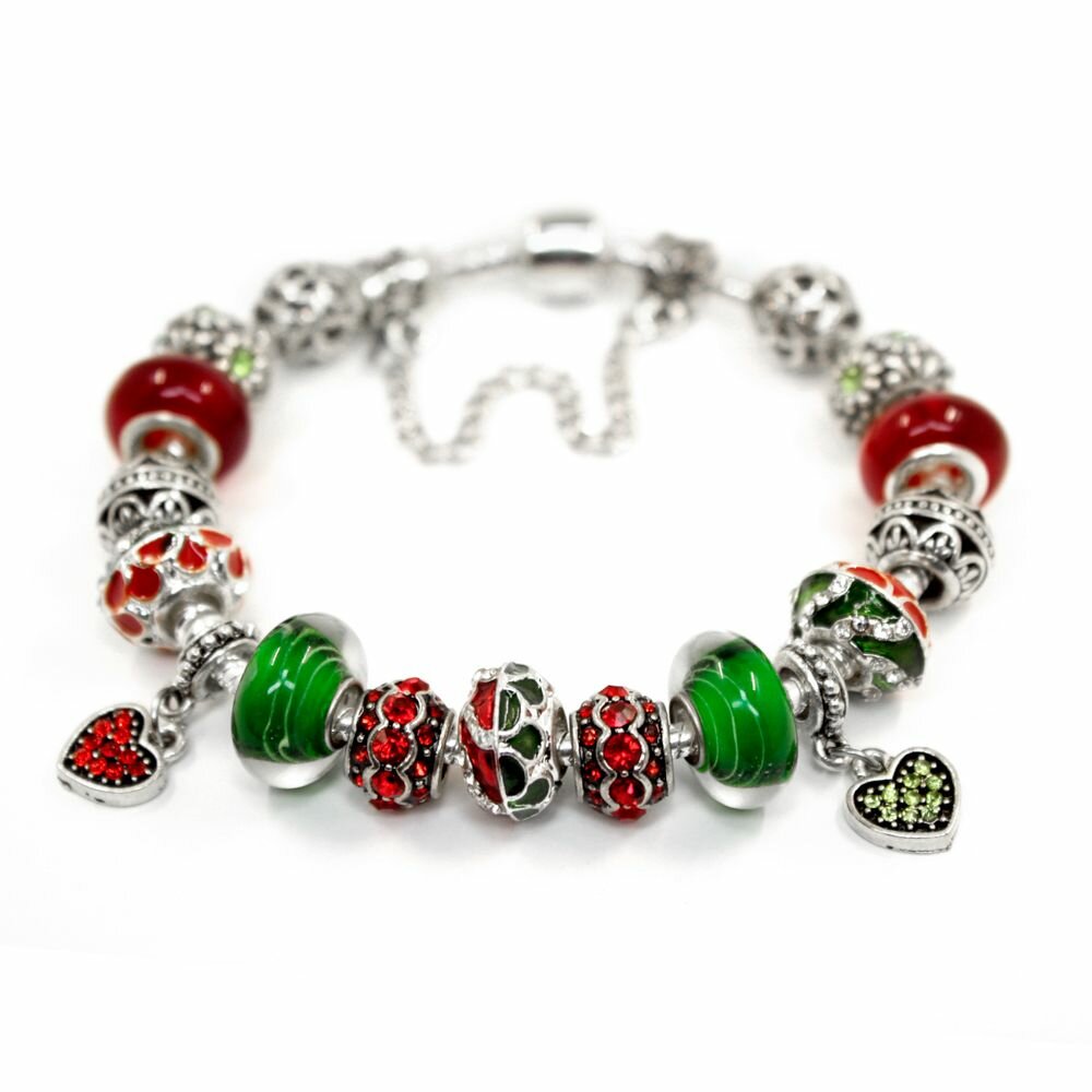 Браслет-цепочка, стразы, муранское стекло, стекло