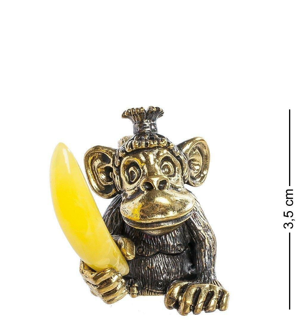 Фигурка Обезьяна с бананом Лилу (латунь, янтарь) A2088008 Народные промыслы, бронзовый
