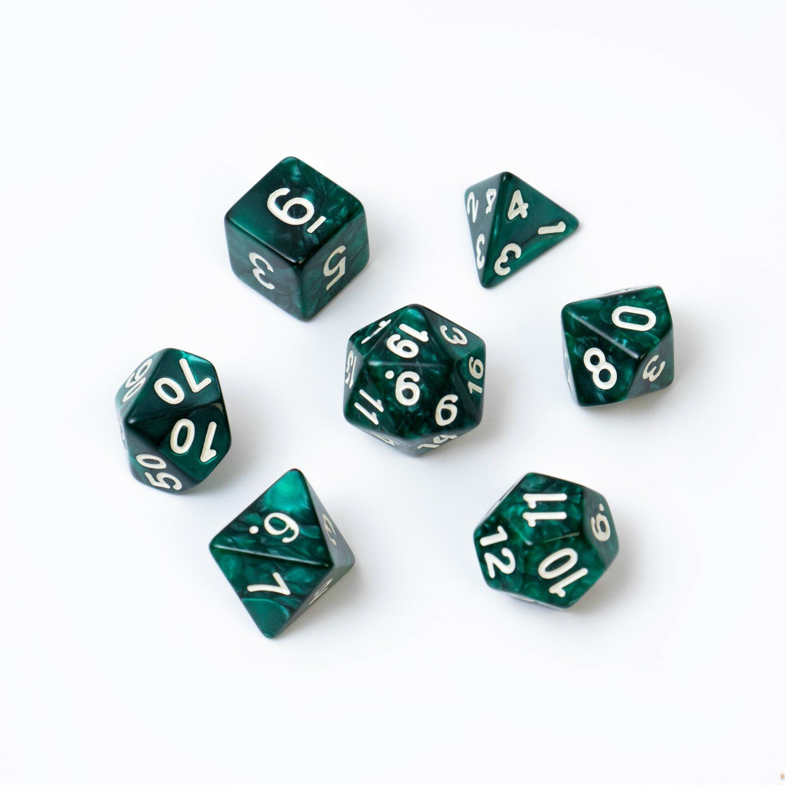 Набор кубиков для DnD ДнД, тёмный циан, 7 шт.