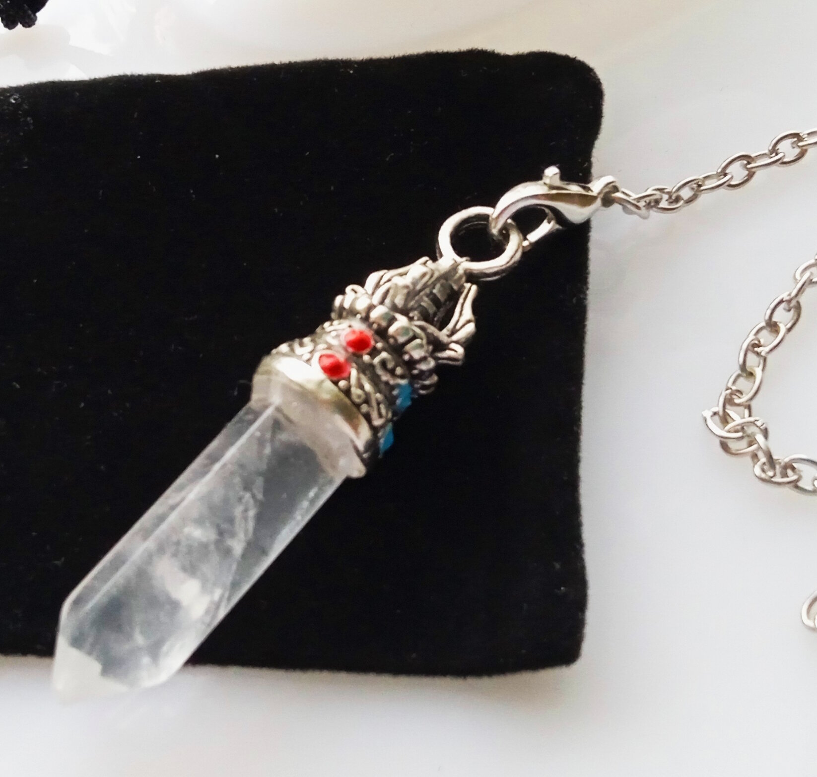 Маятник Тибет для биолокации подвеска Горный Хрусталь на цепочке 5 см, оберег, биолокация, гадание, диагностика, поиск клада