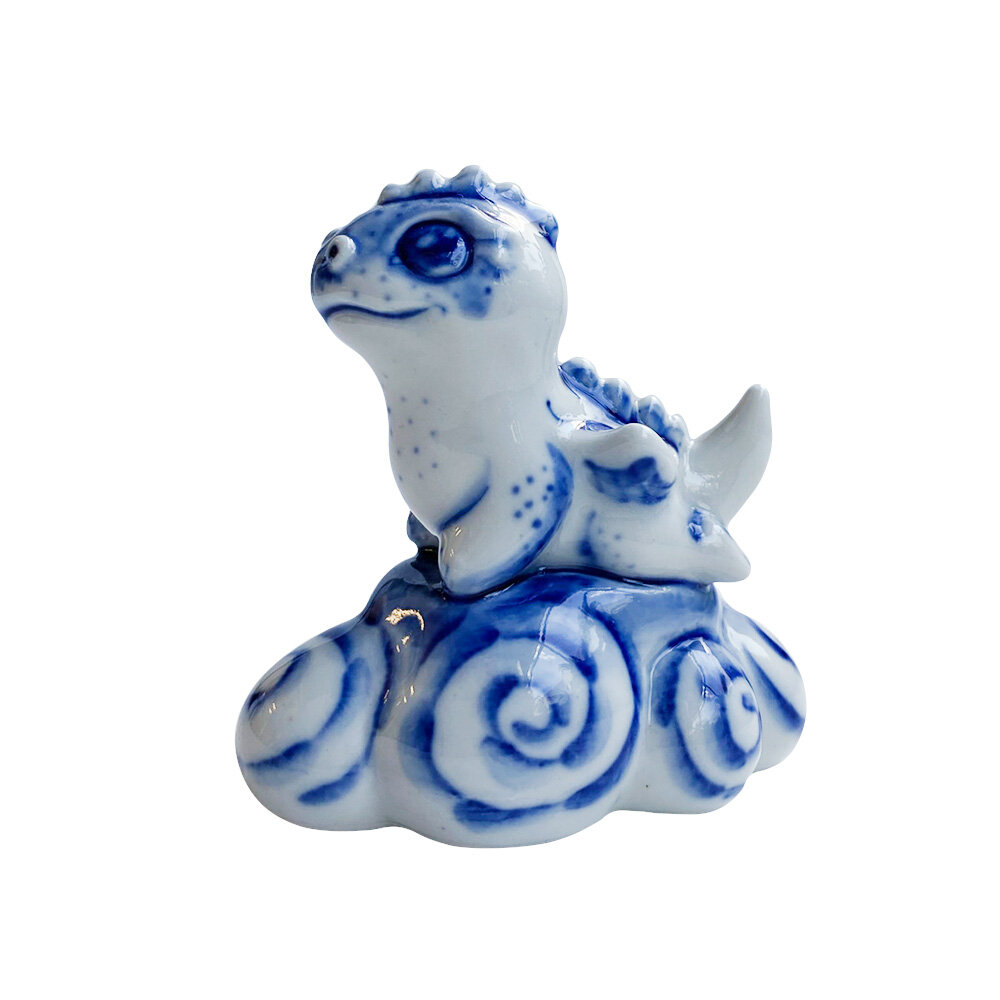 Скульптура Дракончик на облаке Гжель ручная роспись