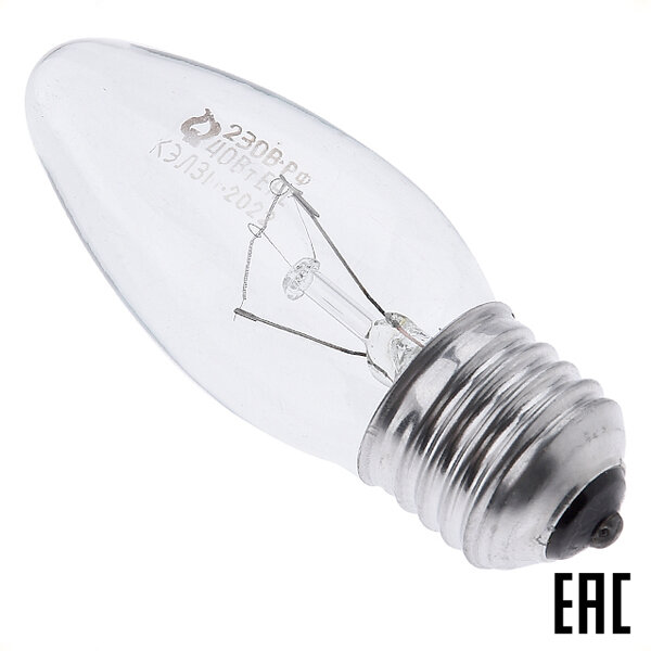 Лампа 40Вт ДС 230-40 Е27 накаливания "свеча" прозрачная кэлз (17 шт. в комплекте)