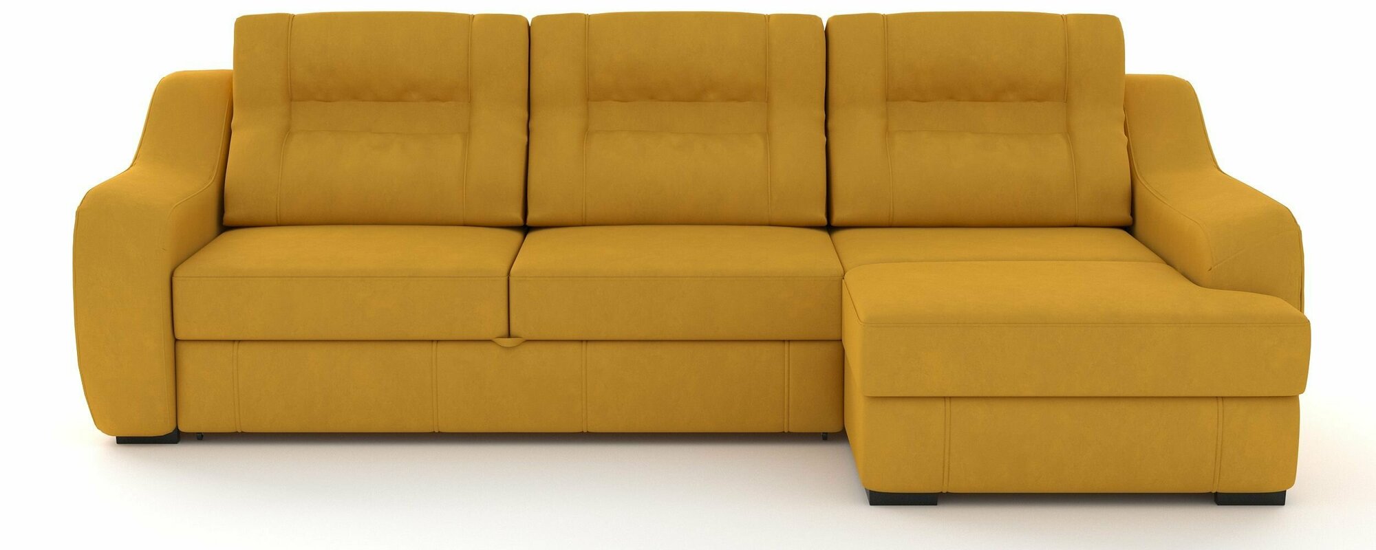 Угловой диван-кровать, раскладной, высоковыкатной, PUSHE Ройс, правый угол, желтый Formula 560