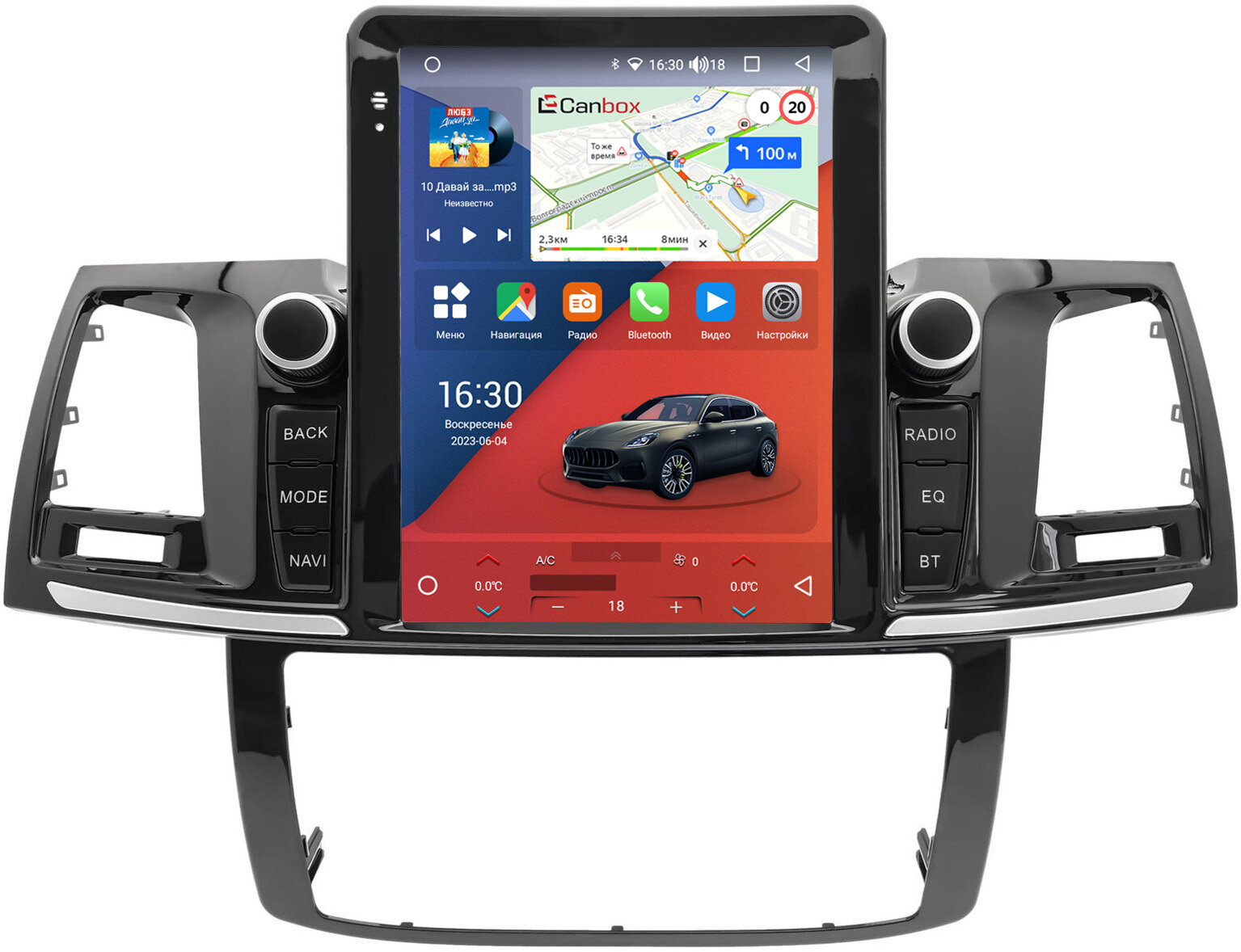 Штатная магнитола Toyota Fortuner, Hilux 7 2004-2015 (с климат-контролем) Canbox H-Line (Tesla) 9.7" 4/64 5623-1312-159 Android 10 (4G-SIM, DSP, QLed)