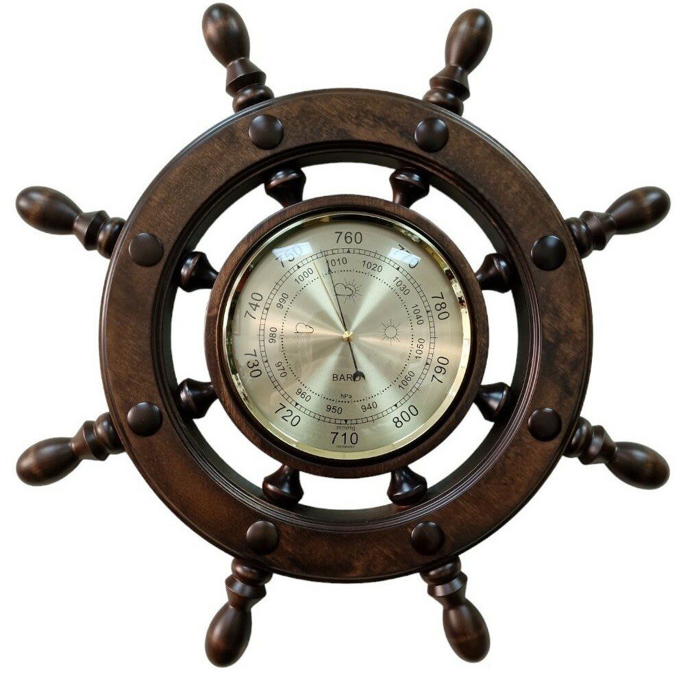 Штурвал с барометром настенный Бриг+ С-2-Б "Кейптаун", диам.54см