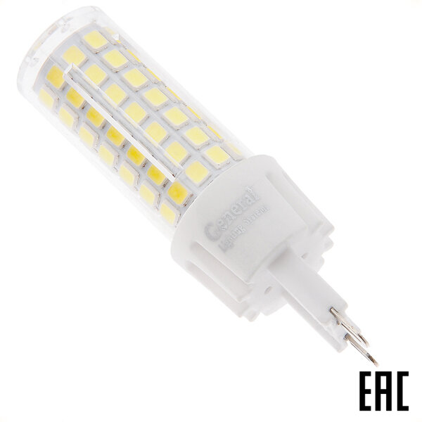 Лампа светодиодиодная "капсула" пластик дневной свет 7Вт 661448 GLDEN-G9-10-P-220-6500К 220В General (2 шт. в комплекте)