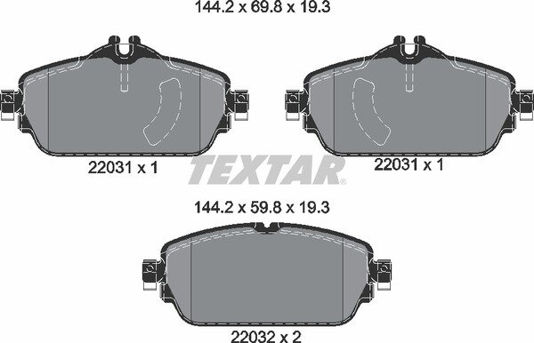 Колодки передние с противошумной пластиной Q+ MERCEDES-BENZ TEXTAR 2203101