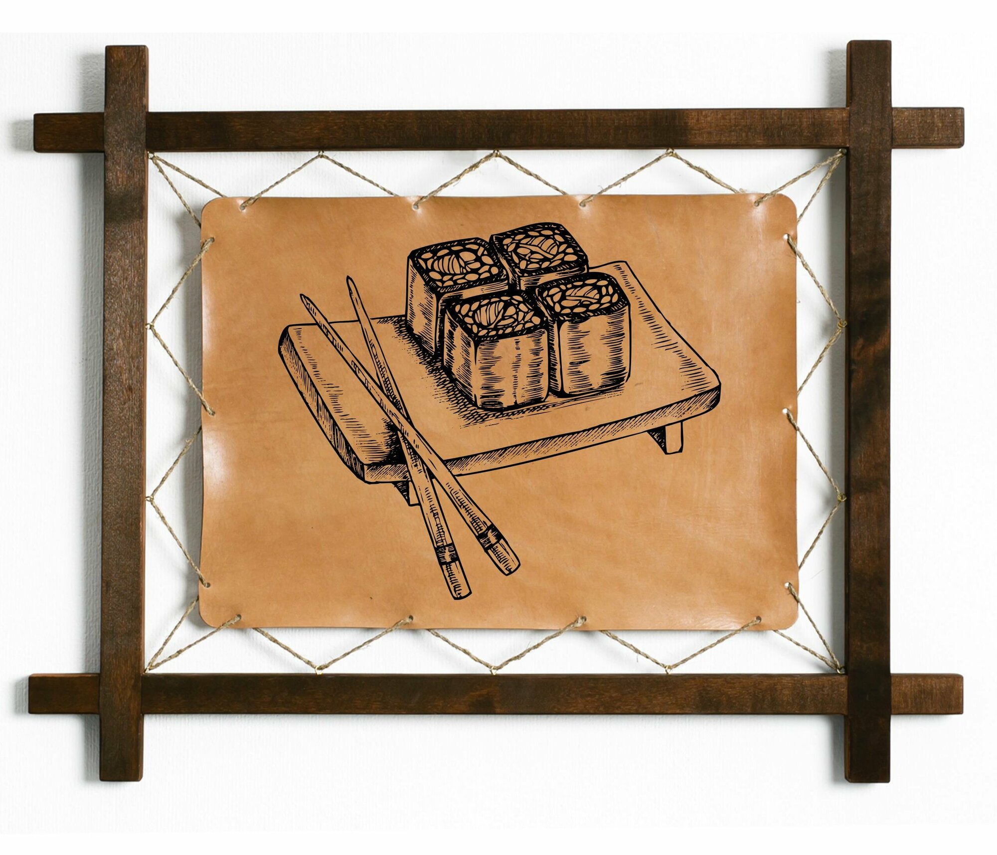 Картина интерьерная из кожи "Роллы", BoomGift