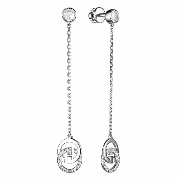 Серьги пусеты, серебро, 925 проба, родирование, фианит