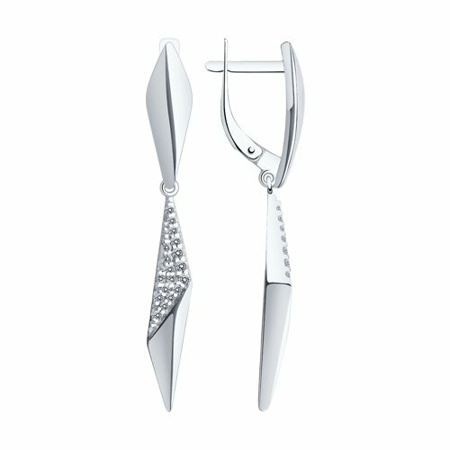 Серьги, серебро, 925 проба, родирование, фианит