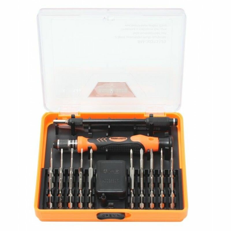 Набор BaumAuto, BM-30313123, отвертка ювелирная, с битами, гибкий удлинитель, пинцет, 23 шт.