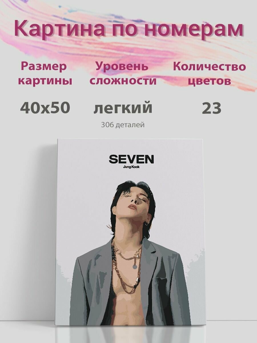 Картина по номерам на холсте с подрамником, "BTS K-POP Чонгук Jungkook", 40х50 см