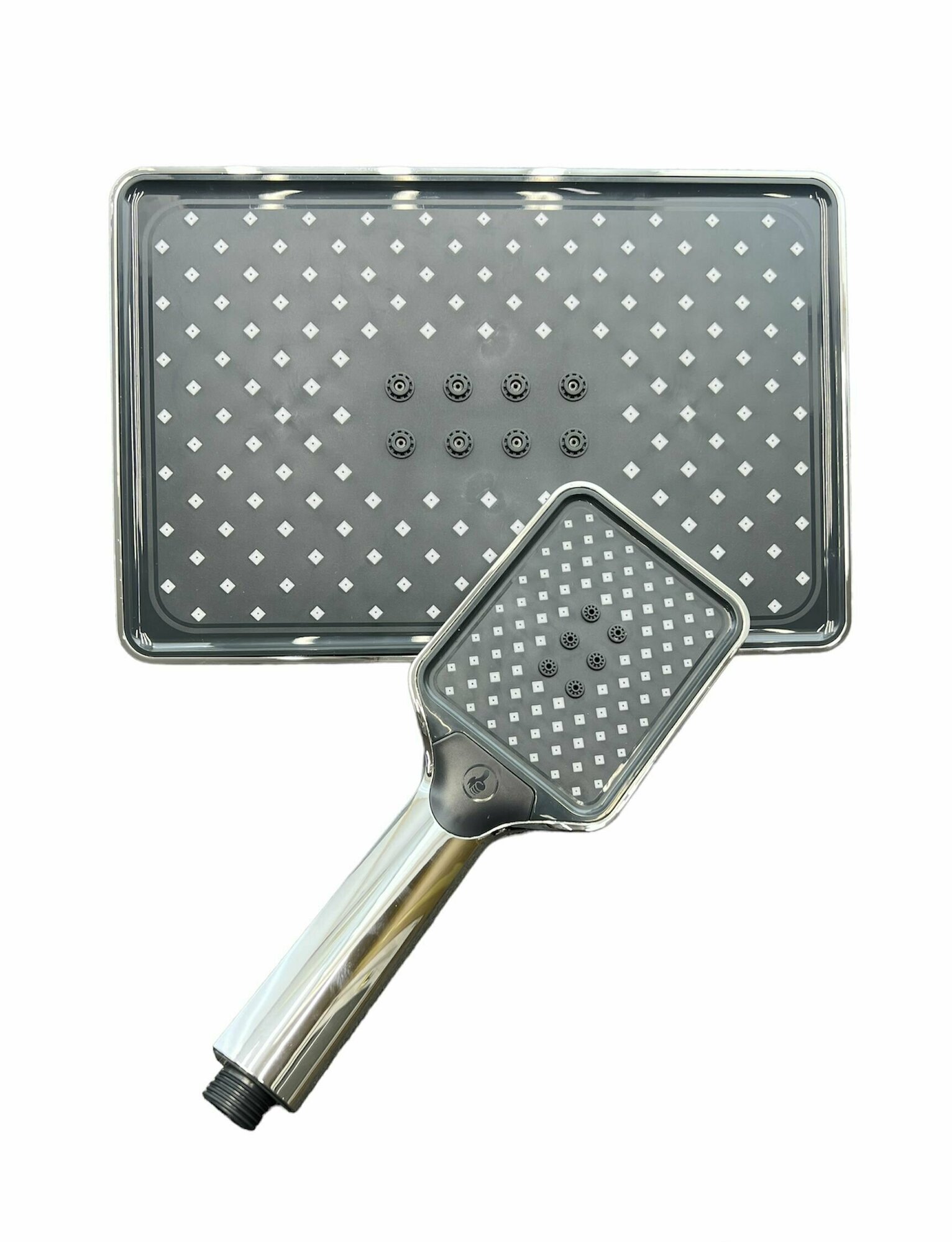 Комплект леек для душа OUTE: душевая лейка и тропическая лейка из ABS-пластика, цвет черный/хром