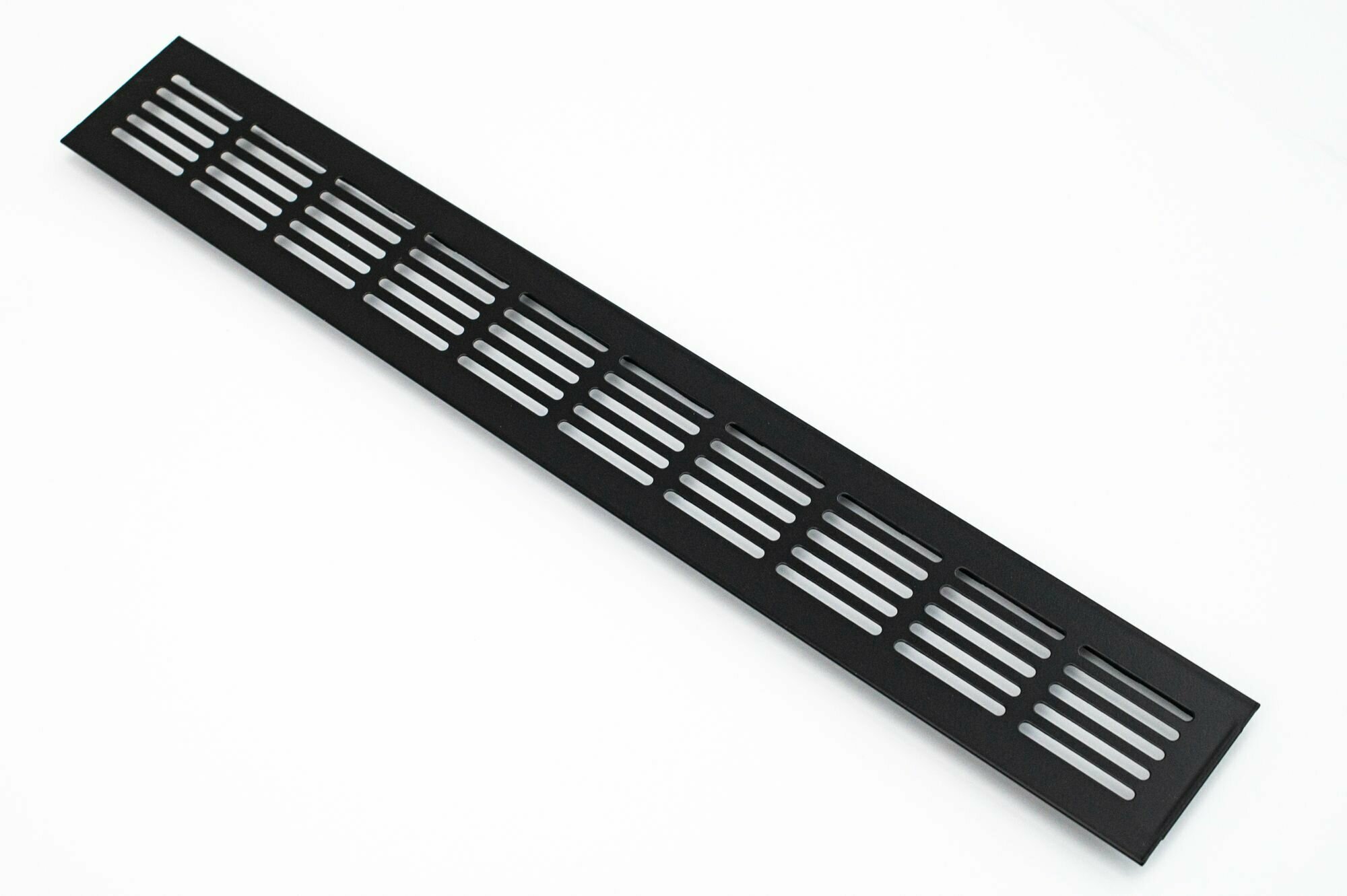 Вентиляционная решётка металлическая для подоконника чёрная 80 мм*600 мм, стальная