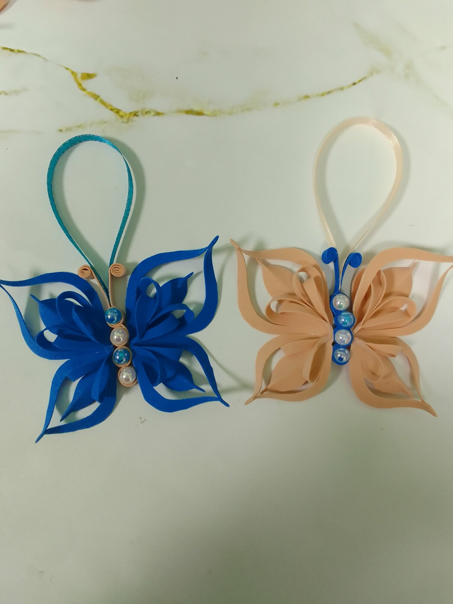 Набор подвесных бабочек бежевый, синий