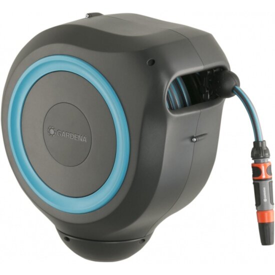 Катушка со шлангом Gardena настенная автоматическая RollUp M (голубой цвет) 18610-20.000.00