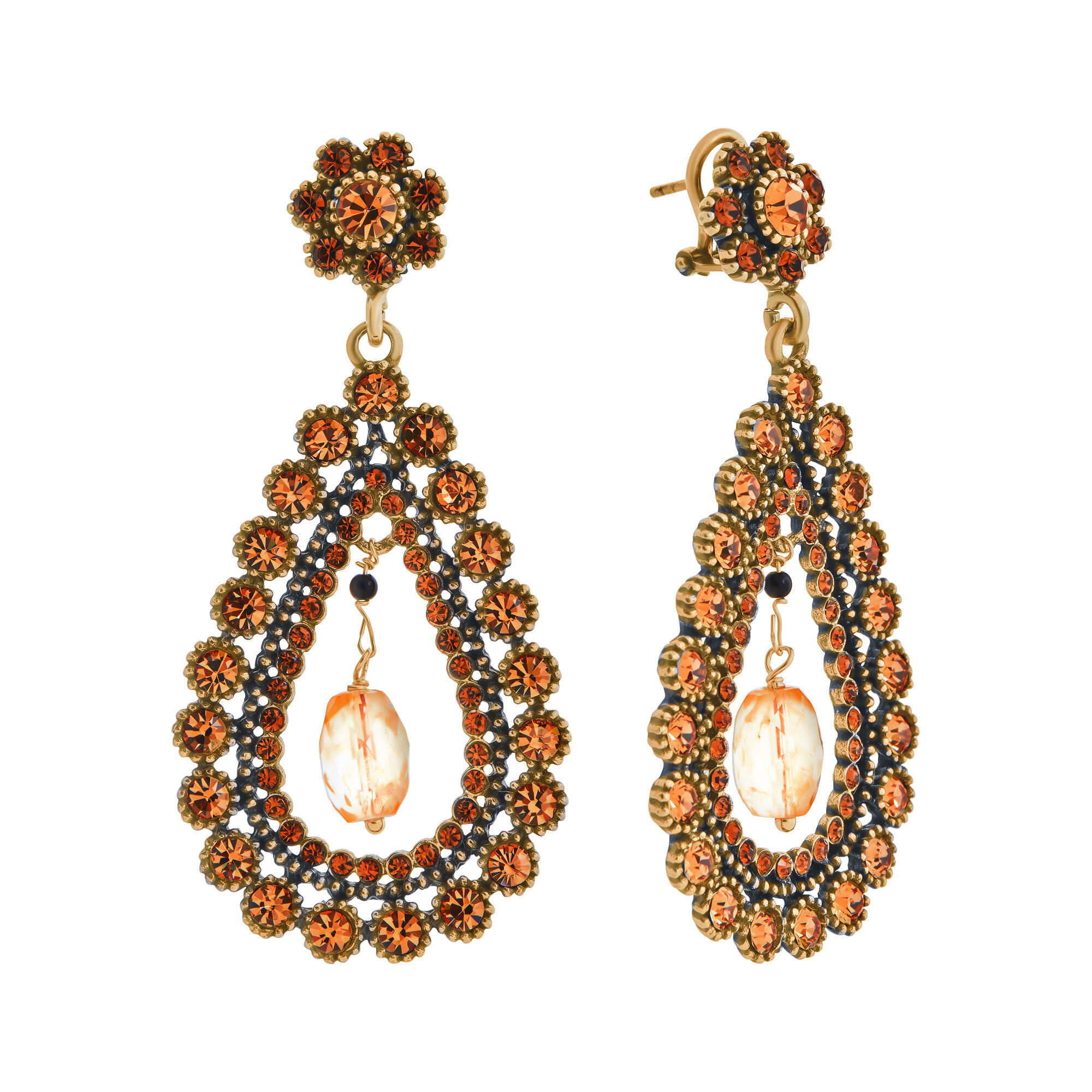 Серьги, серебро, 925 проба, цитрин