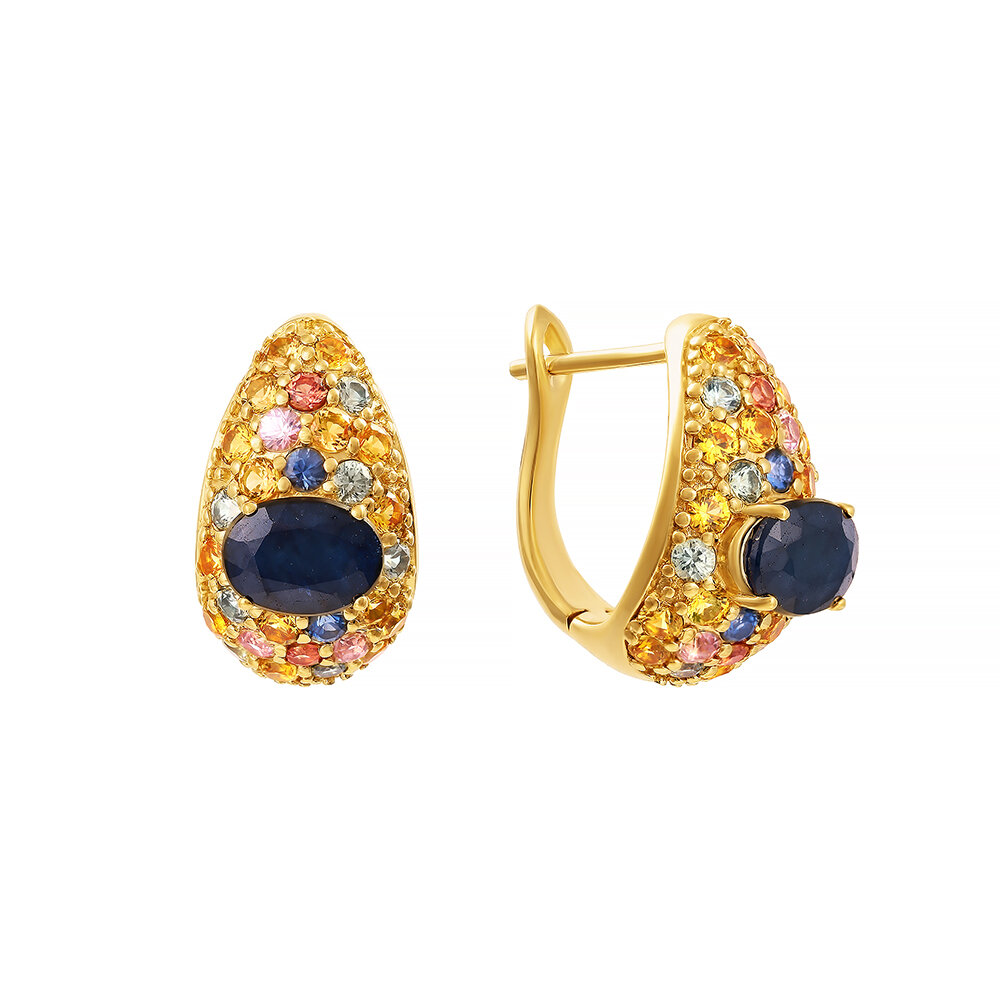 Серьги ELEMENT47, серебро, 925 проба, корунд
