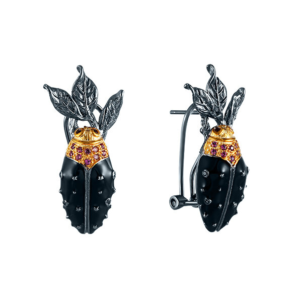Серьги, серебро, 925 проба, турмалин