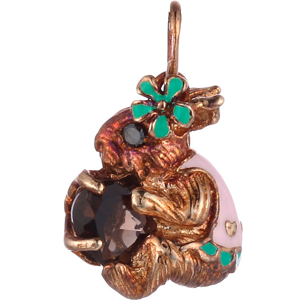 Подвеска, серебро, 925 проба, эмаль, раухтопаз, фианит