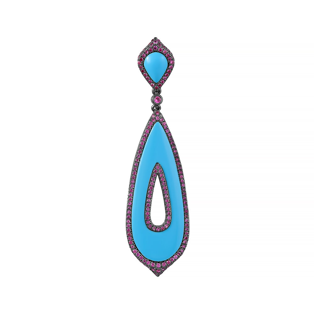 Подвеска, серебро, 925 проба, фианит, бирюза