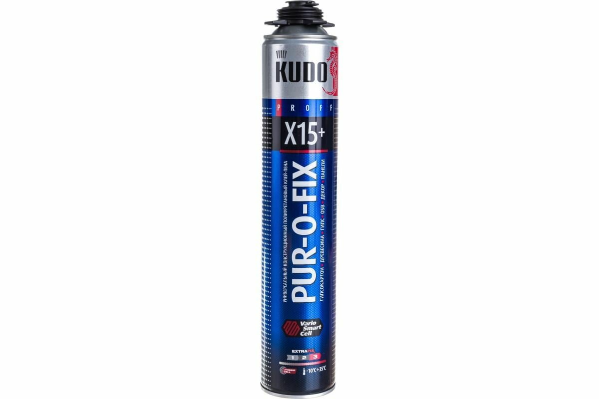 Кудо Клей-пена универсальный конструкционный профессиональный PUR-O-FIX X15+ (1л) всесезонный