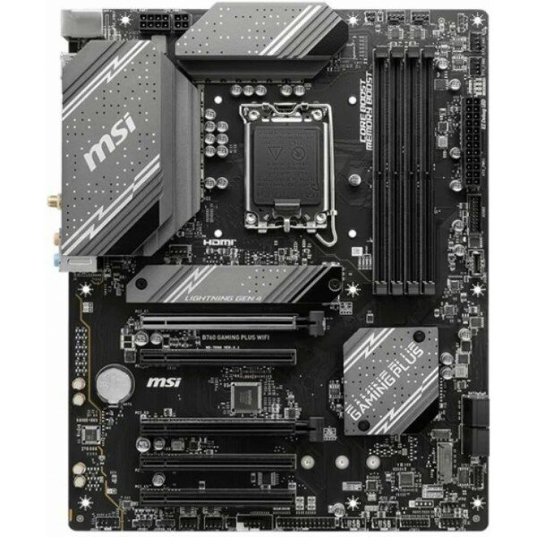 Материнская плата MSI B760 GAMING PLUS WIFI, LGA 1700, Intel B760, 4xDDR5, 4xSATA, 2xM.2, 1xPCI-E 4.0 x16, 3xPCI-E 3.0 x1, 1xDP, 1xHDMI, 1x 2.5Gb LAN,