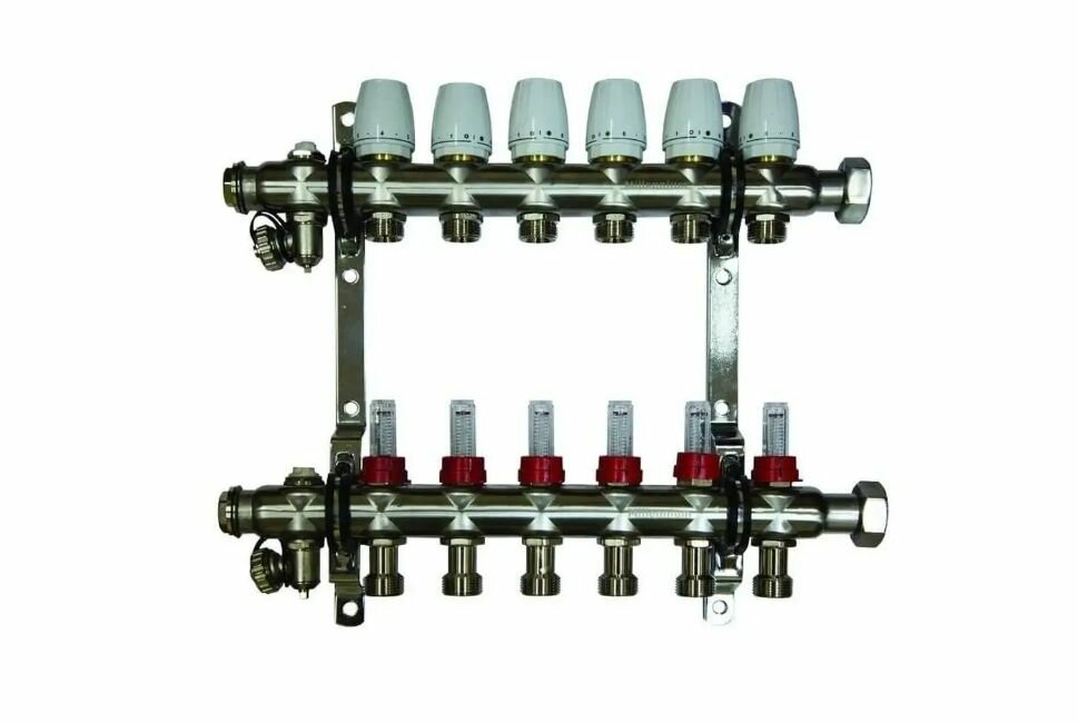 Коллекторная группа Millennium KGTP1106 1", 6 выходов 3/4" нержавеющая сталь (с расходомерами)